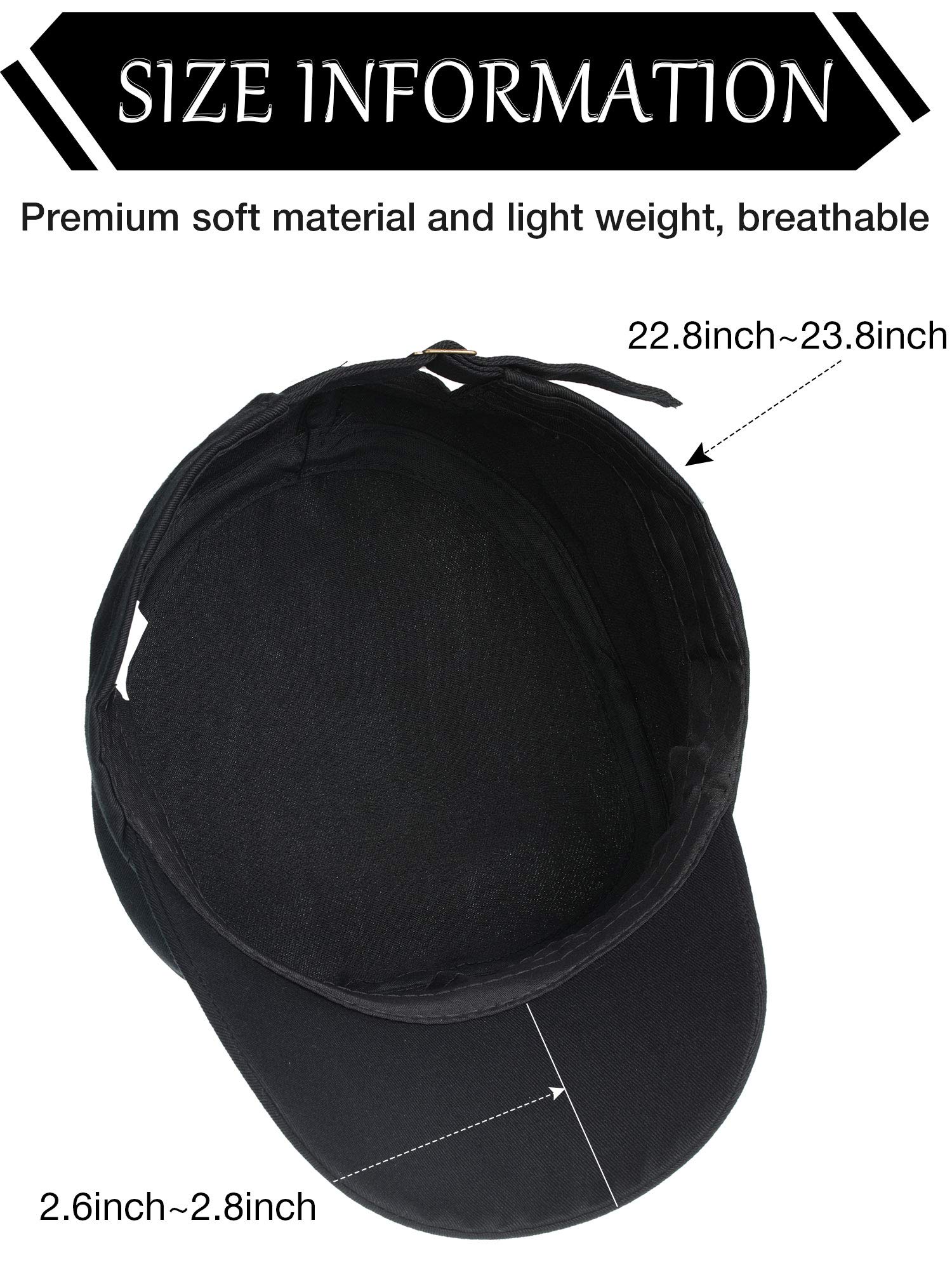 2 Pieces Cadet Army Hats Cadet Caps Military Hat Unisex Adjustable Flat Caps for Women Men (Black, Army Green)