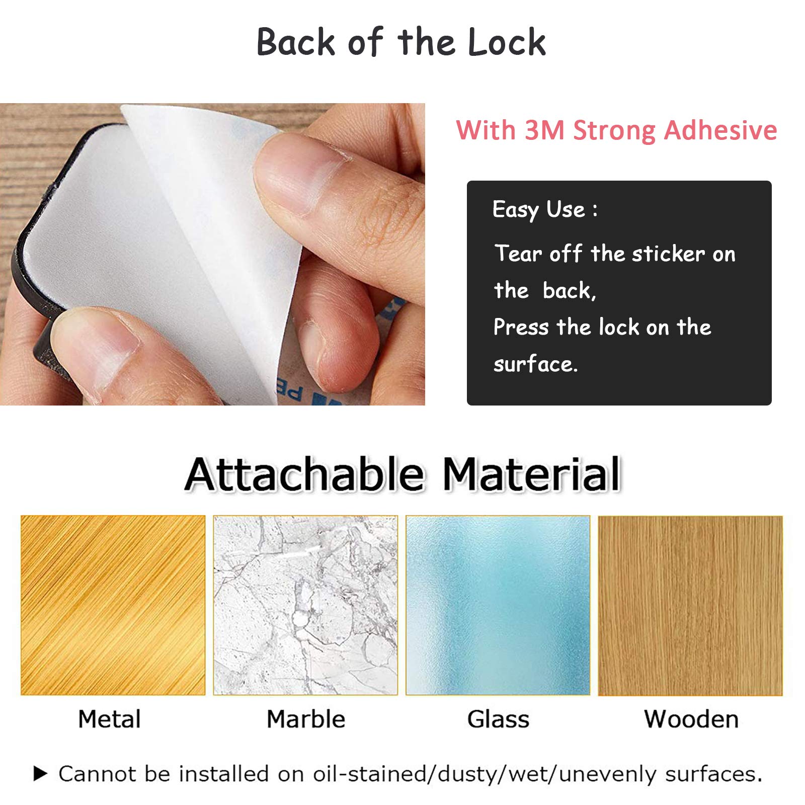 Yormorr 2 Pack Refrigerator Lock Combination Coded, Fridge Lock for Kids Safe, Child Safety Cabinet Window Locks, Baby Door Lock with Strong Adhesive, Black