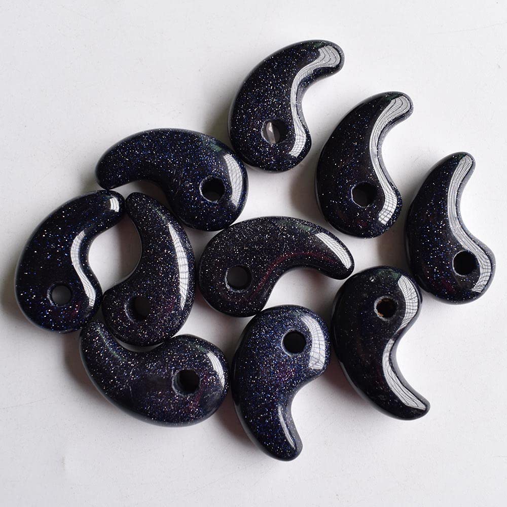 12pcs/lot Blue Sand Stone Quartz magatama Charm Pendants for Jewelry Marking