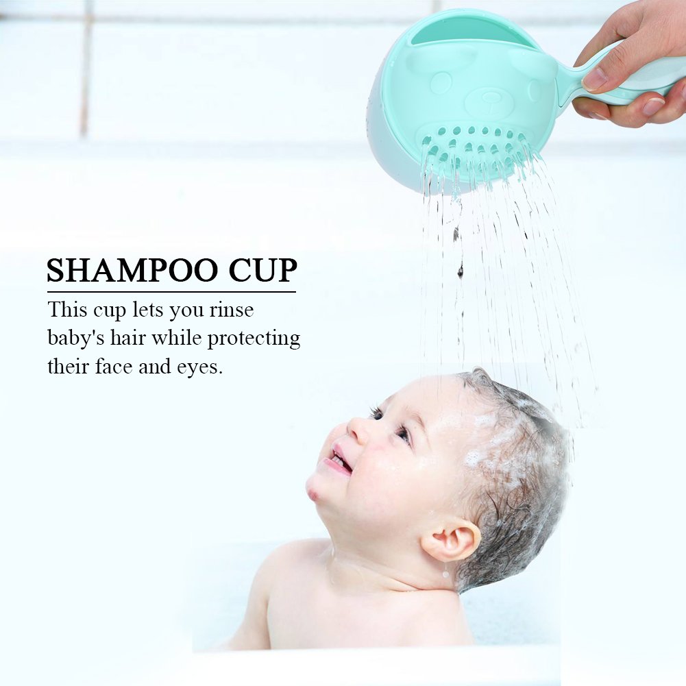 Baby Shampoo Rinse Cup Waterfall Rinser Bath Cup Kid Wash Hair Bathing Flusher Eye for Kids(Green)