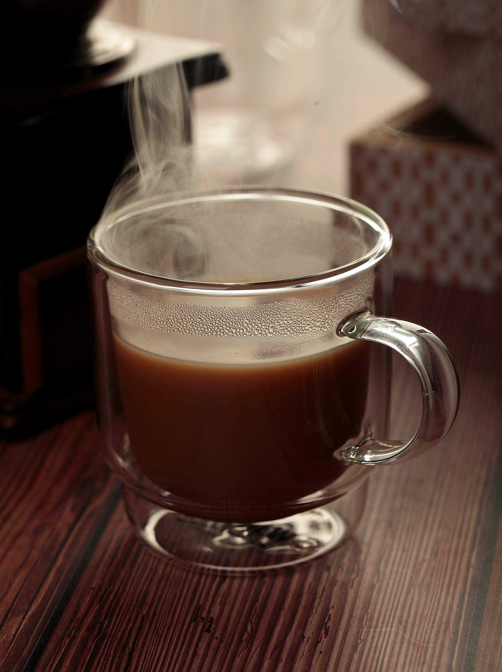 160ML4 Glass double wall cup with handle, Stackable cups, 4pcs/Gift box as one set