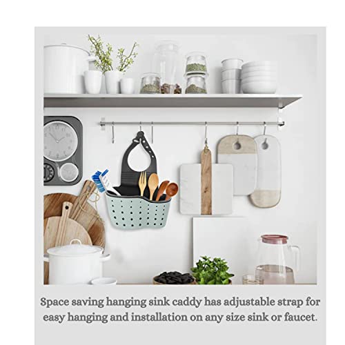 2 Pcs White, Kitchen Faucet Organizer, Faucet Soap Holder, Bathroom Over Sink Organizer, Kitchen Sink Organizers for Soap and Sponges
