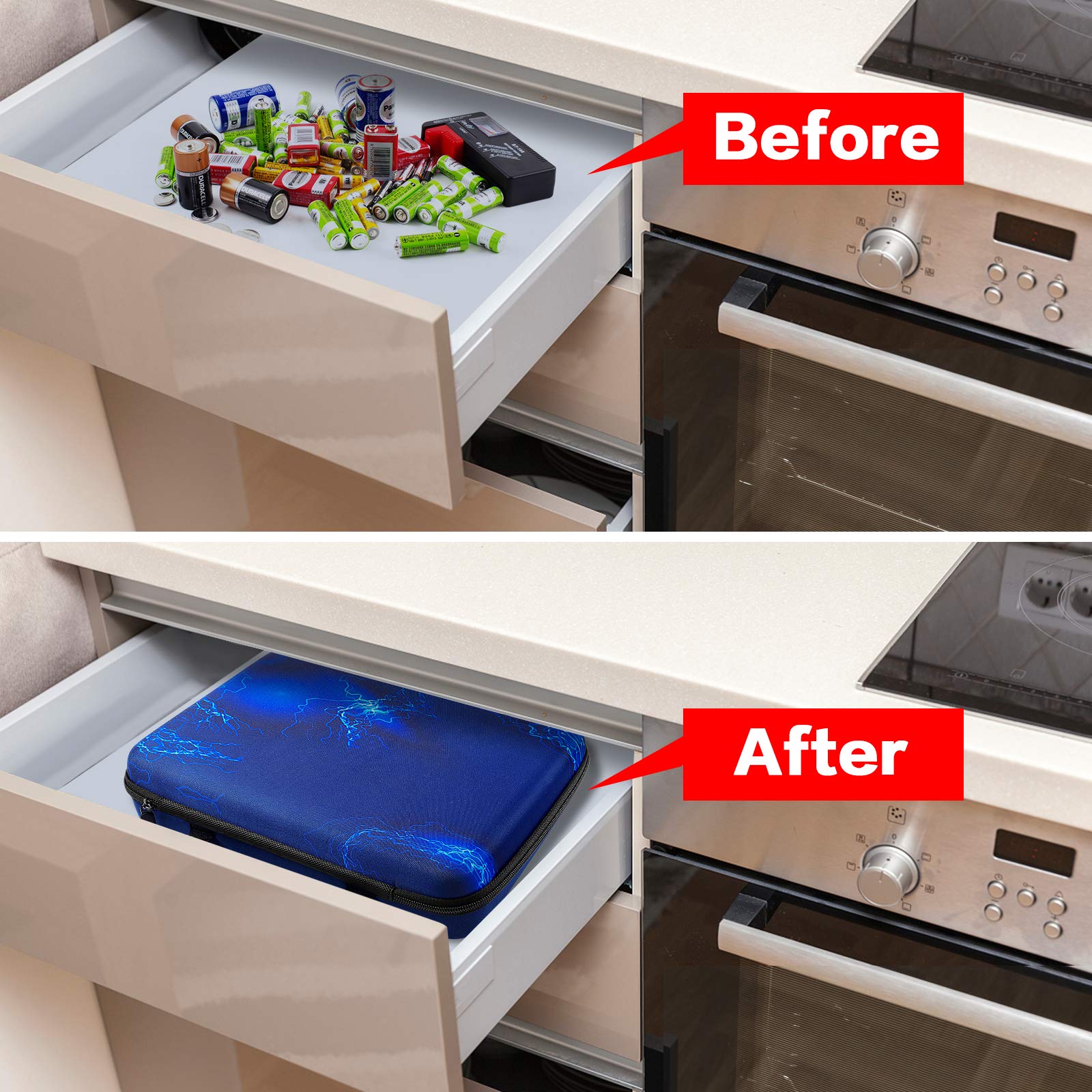 Battery Organizer Storage Holder, Batteries Storage Containers Box with Battery Tester Checker. Holds 150+ Batteries AA AAA 9V C D Lithium 3V LR44 CR2016 CR1632 CR2032 CR2025 (Not Includes Batteries)