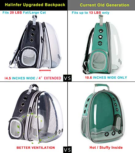 Front Expandable Cat Backpack Carrier, Fit up to 20 lbs, Space Capsule Bubble Window Pet Carrier Backpack for Large Fat Cat and Small Puppy