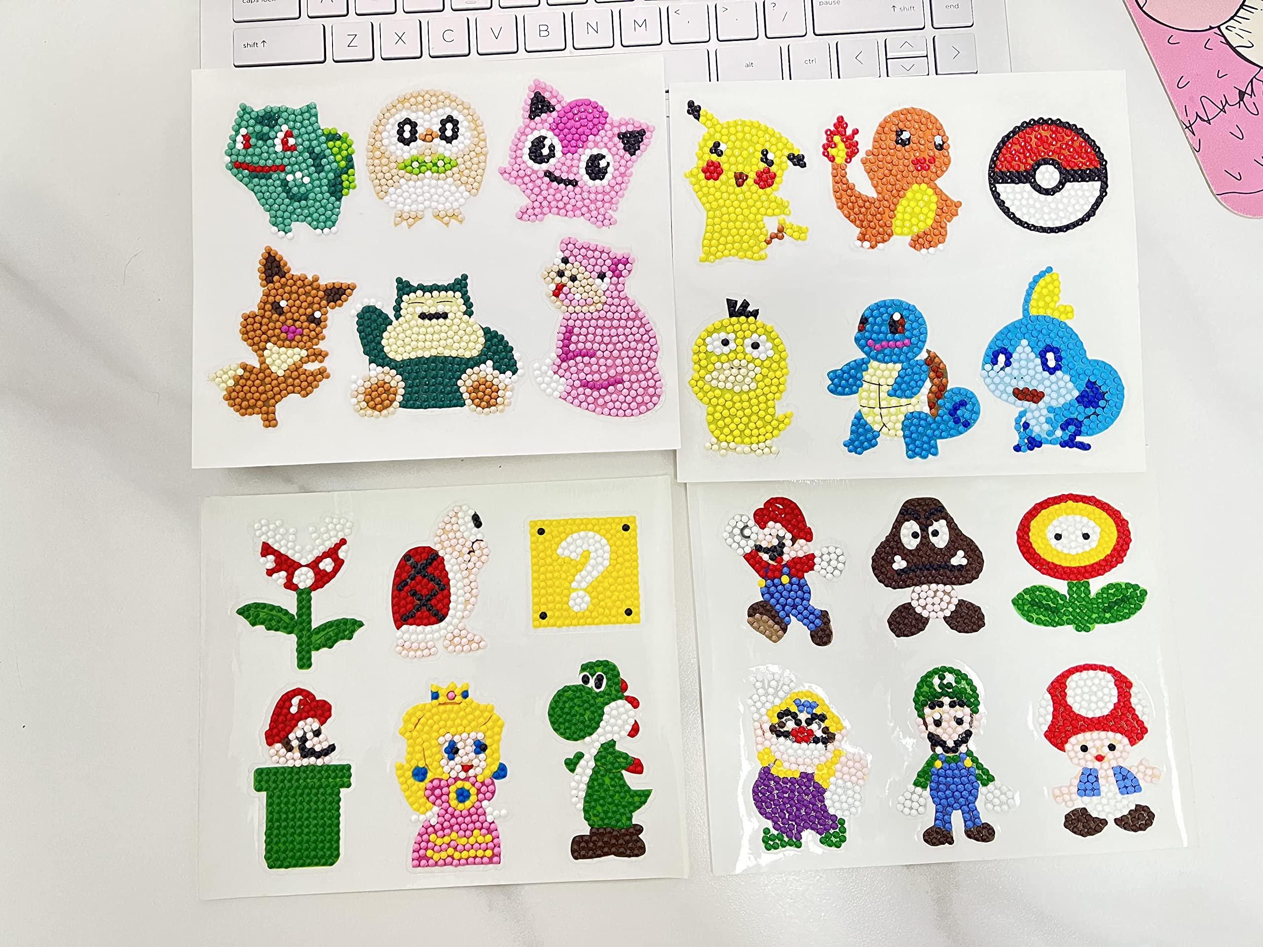 Anylife 24 PCS Diamond Painting Stickers Kits for Kids, 5D Paint by Numbers Diamonds Mosaic Stickers for Adult Beginners