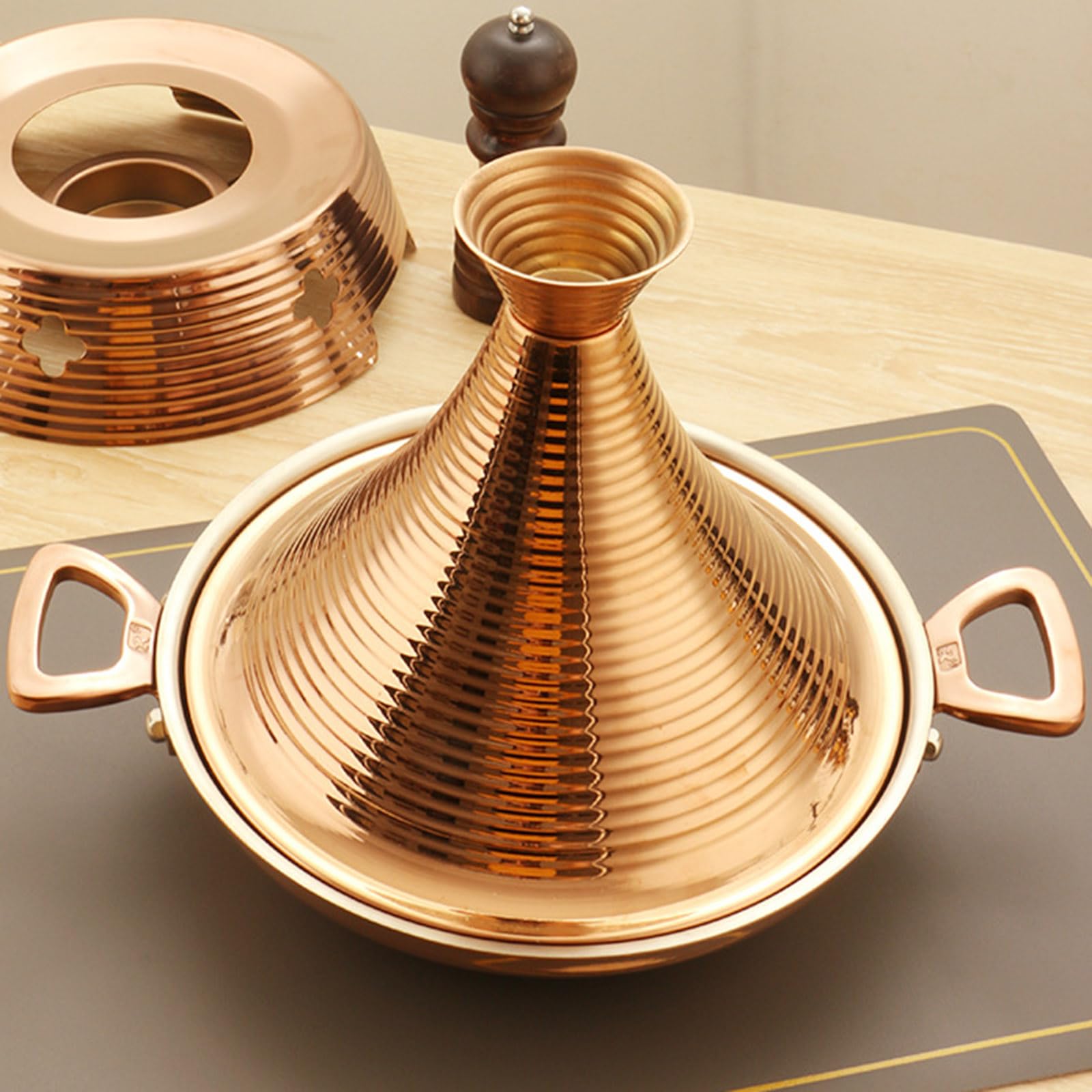 304 Stainless Steel Tagine Pot Moroccan Cooker Non Stick Cooking Pot with 2 Handle Large Moroccan Cooking Tagine Pot with Cone-Shaped Closed Lid,Silver,23cm
