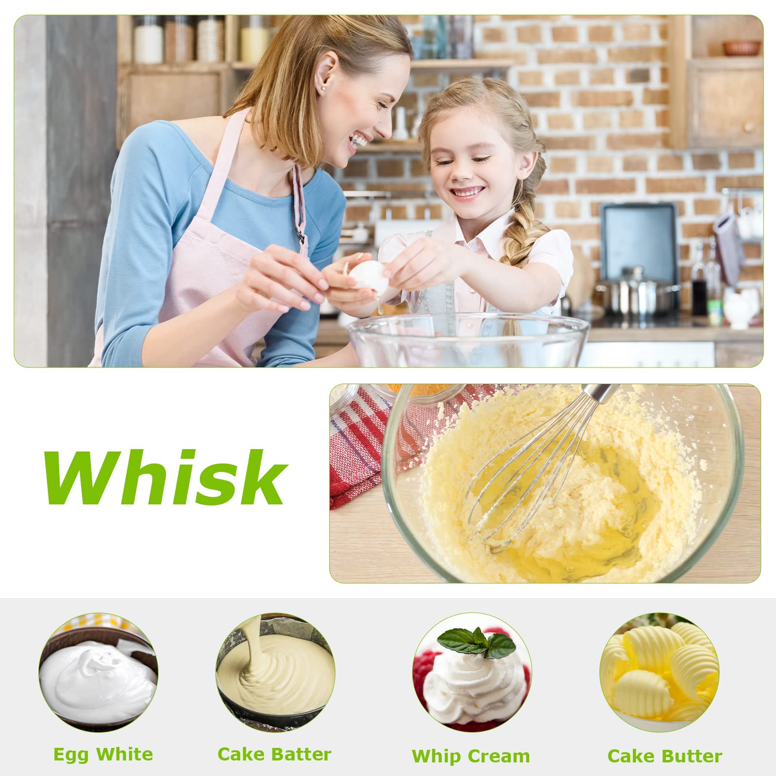 20-Speed Immersion Hand Blender with Whisk for Smoothies Puree Baby Food, and Milk Frother Handheld for Coffee-Bundle