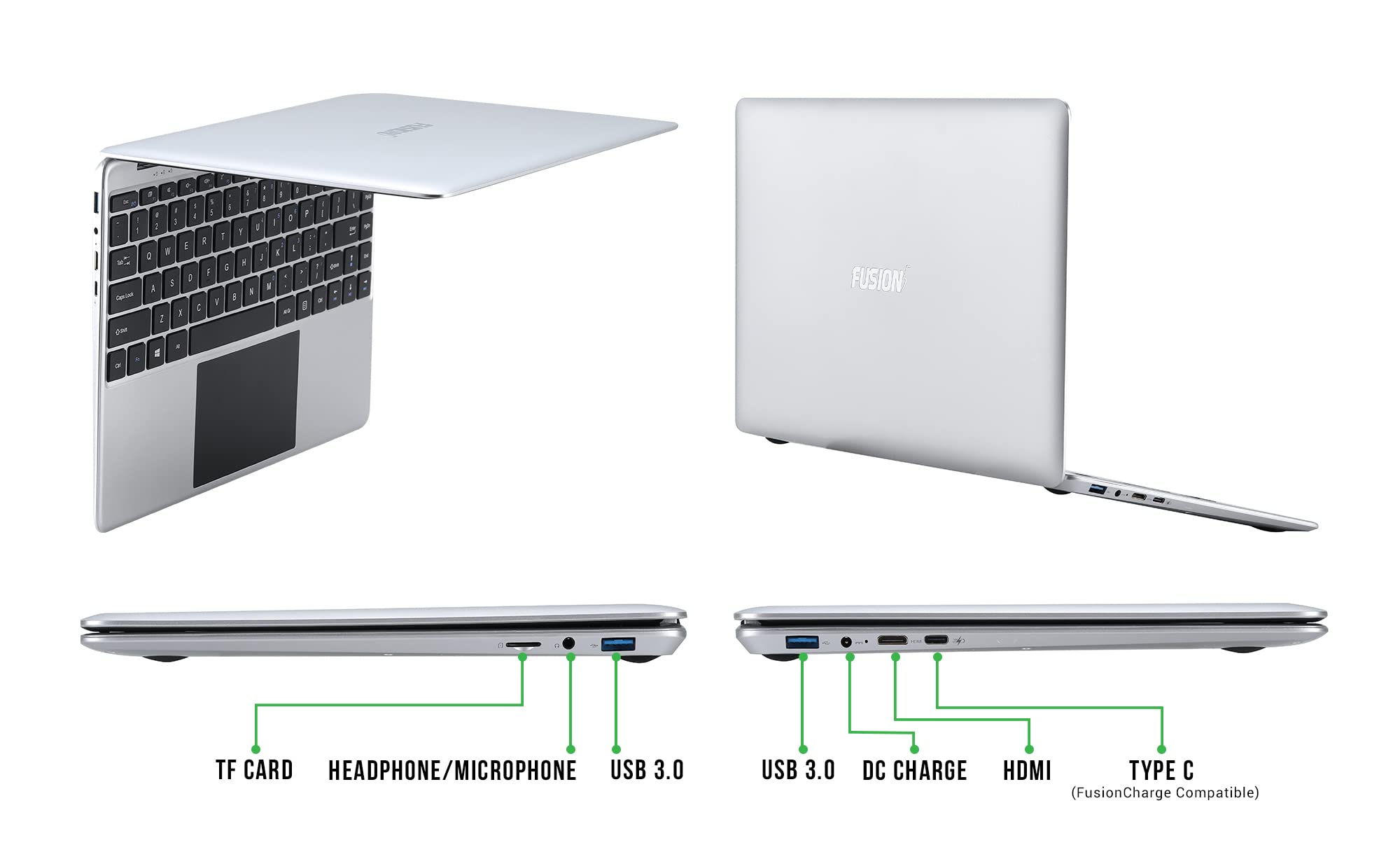 Fusion5 14.1" Full HD Windows 11 Laptop - 128GB Storage, 4GB RAM, T90B+ Pro Model Lapbook, Quad Core CPU, 5GHz WiFi (Dual-Band WiFi) 2X WiFi speeds, Supports M.2 SATA SSD