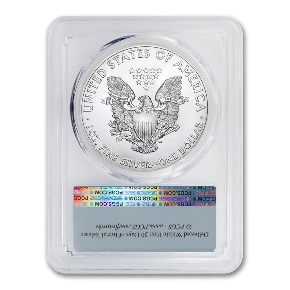 2003 (W) 1 oz American Silver Eagle Coin Gem Uncirculated (First Strike - Struck at West Point - Flag Label) $1 GEMUNC PCGS