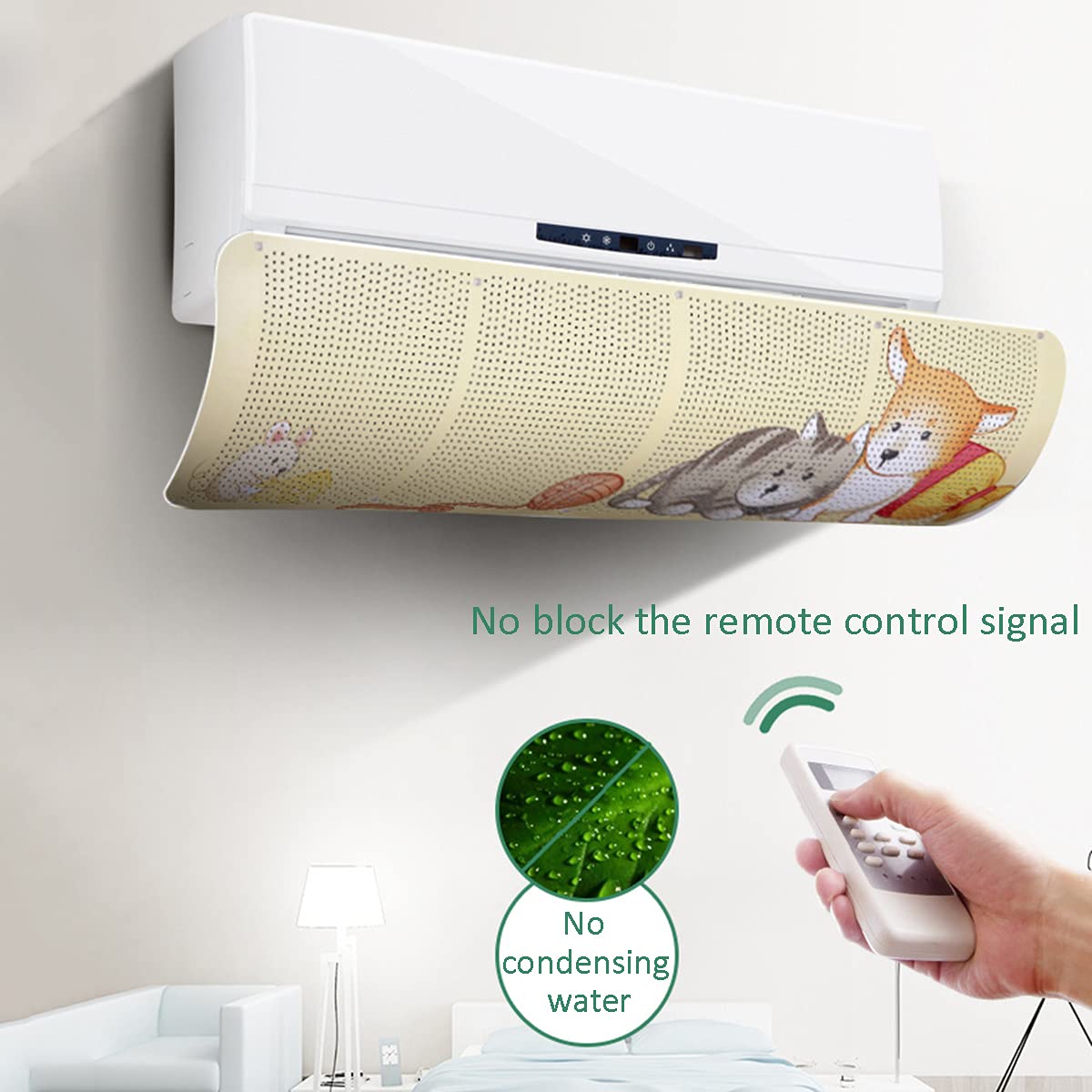 Adjustable Air Conditioner Deflector Vent Deflector, Anti Direct Blowing Baffles Air Conditioning Cover Retractable Air Outlet Wind Shield for Home (Front Hanging-Air Balloon, 35.4x10.6 Inch)