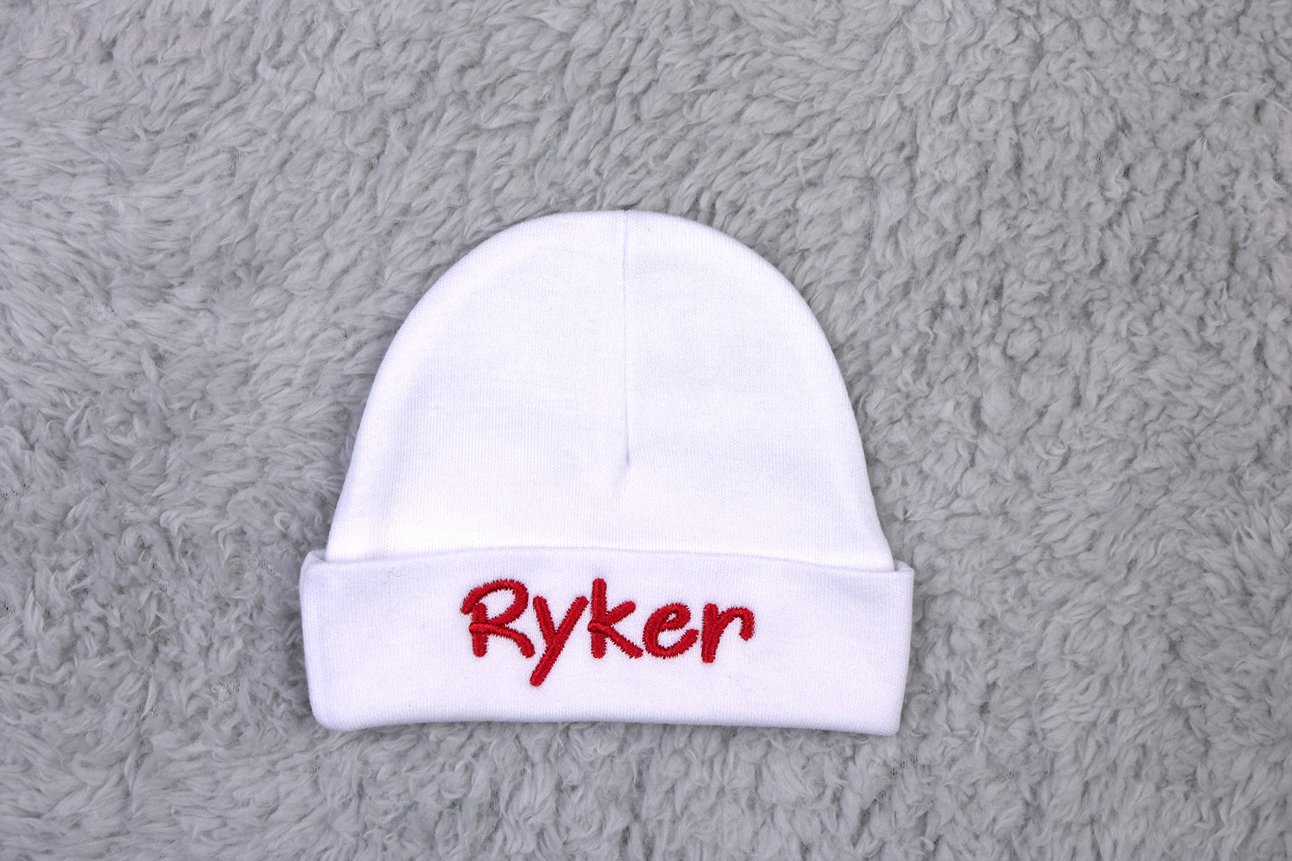 Ava's Miracles Personalized Baby hat for a Baby Girl or Baby boy - Newborn, Preemie, Infant (Newborn) White