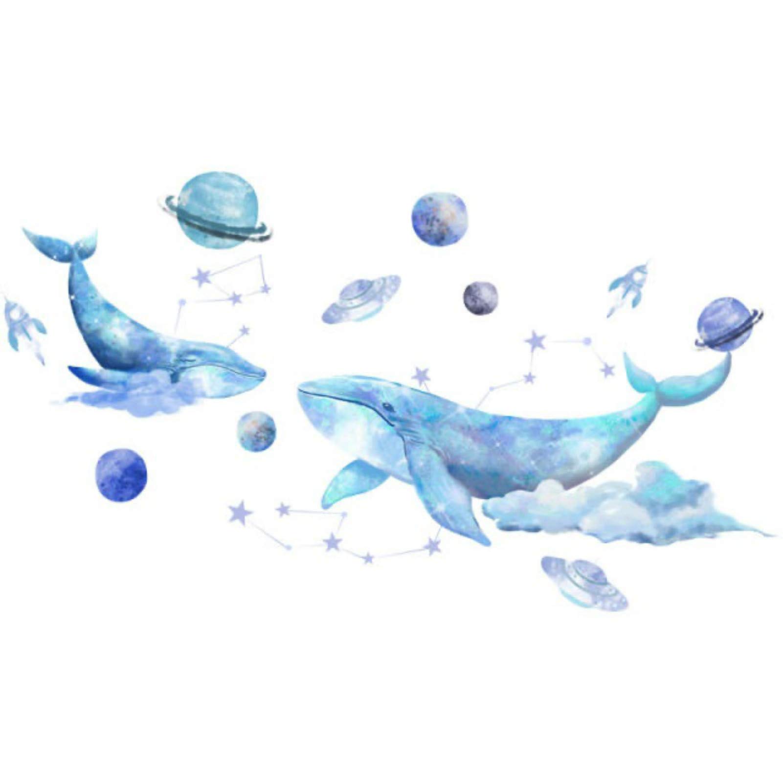 Ocean Wall Decals Whale Wall Decals Marine Animal Stickers Galaxy Wall Sticker Under Water Sea Life Peel and Stick Mural Decor for Home Office Dorm Party Nursery