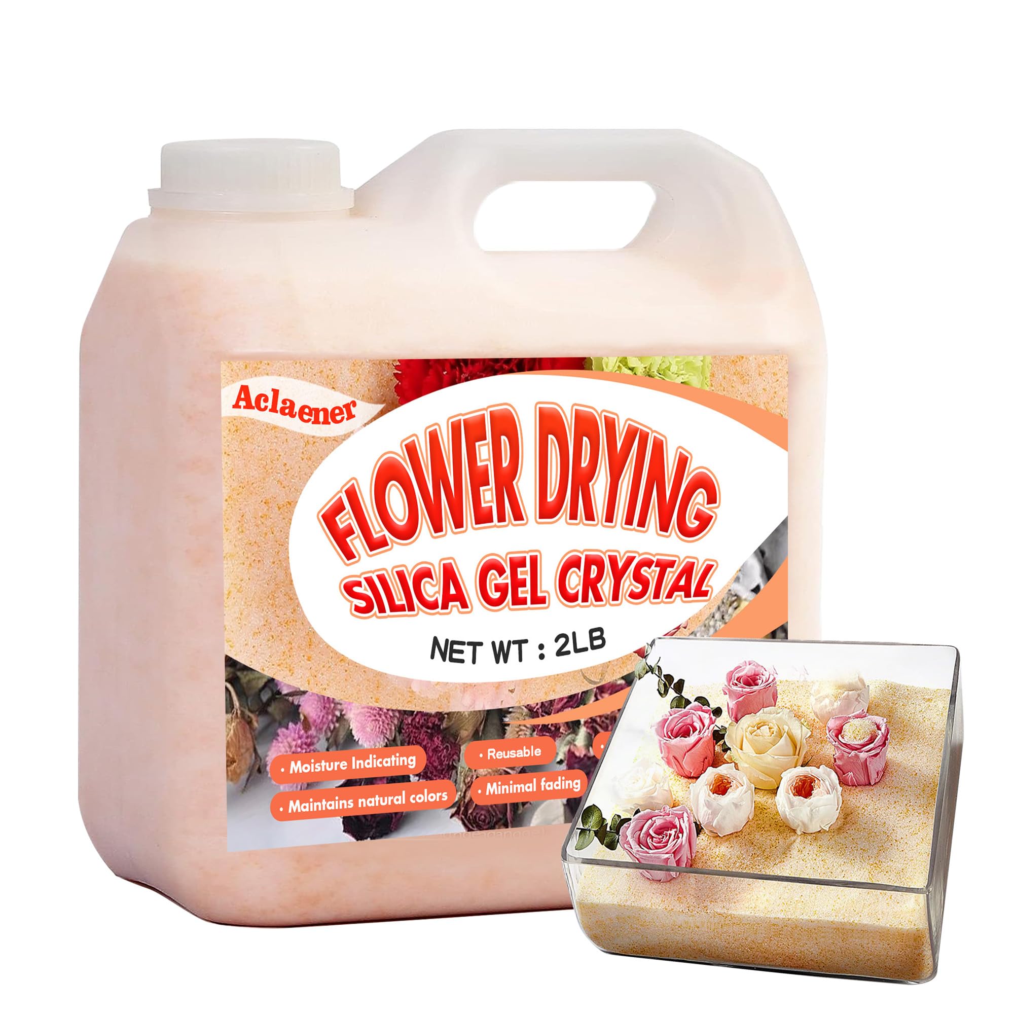 2LBS Silica Gel Flower Drying Crystals,Bouquet Preservation Color Indicating Reusable, Ultra Premium Silica Gel for Drying Flowers.