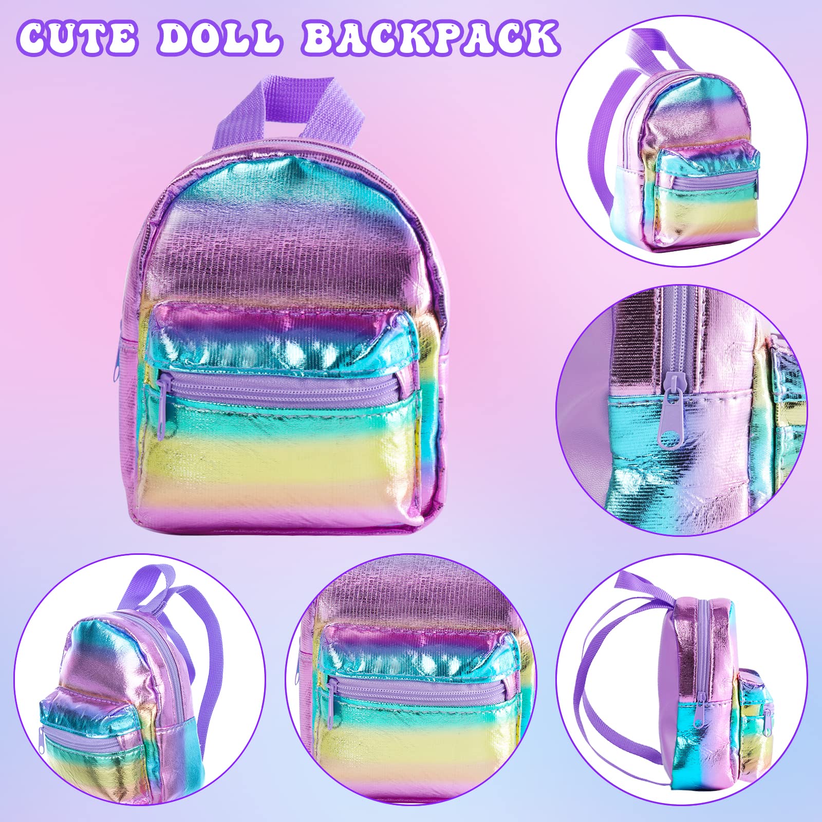 18 Inch Girl Doll Clothes and Accessories School Supplies Playset with Doll Clothes,School Bags, Sunglasses, Pencils, Pencil Sharpener, Notebooks, Phone, Hair Clip, Stickers (No Doll)