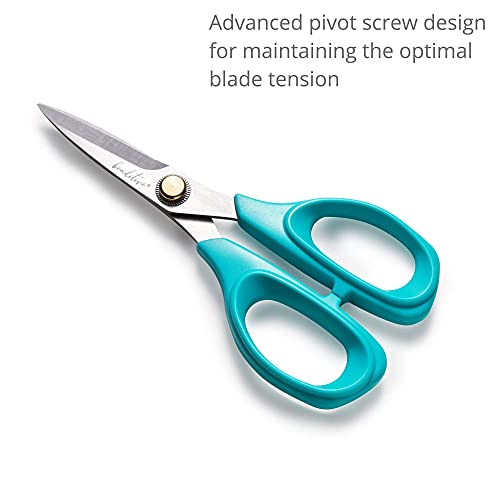 Beaditive Sewing Scissors - 6-Inch Stainless Steel Fabric Scissors - Professional Scissors with Serrated Blade for Easy Cloth Cutting & Quilting - Comfortable Craft Tailor & Dressmaker Shears – Teal