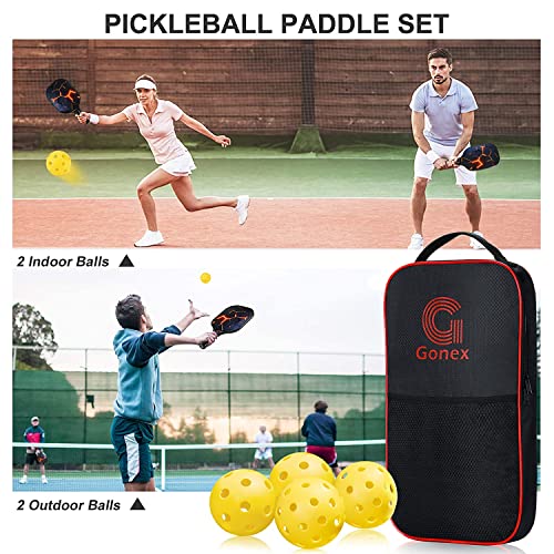 Gonex Pickleball Paddles, USAPA Approved Graphite Pickleball Paddle with Comfort Grip, Pickleball Set of 2 Paddles with 4 Balls, and Portable Carry Bag