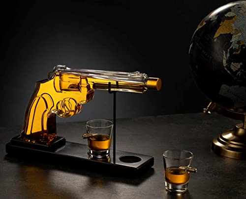 Gifts for Dad, Whiskey Gifts for Men, Whiskey Decanter Bottle and Bullet Shot Glasses, Whiskey Glasses, Decanter Set for Scotch Whiskey Vodka Bourbon