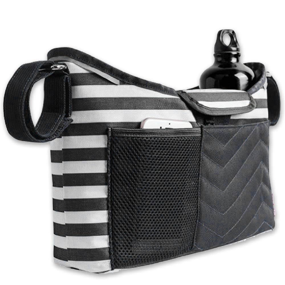 Baby Stroller Organizer Bag for Mom also Converts to a Stylish Shoulder Bag | BONUS Changing Pad | TWO Cup Holders | Mesh Pocket for iPhones, iPads, and Secret Compartment for your Wallets and Keys