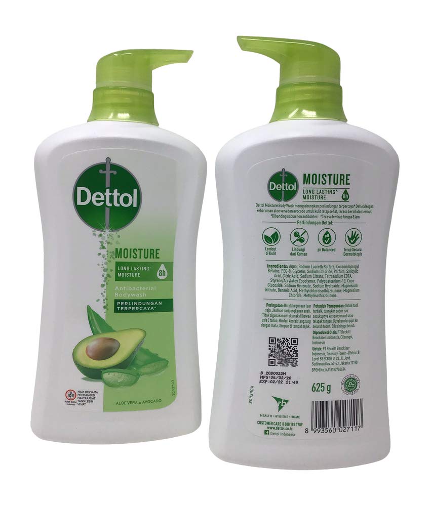 Dettol Anti Bacterial Body Wash, Moisture, 21.1 Ounce/625 Ml (Pack of 2)