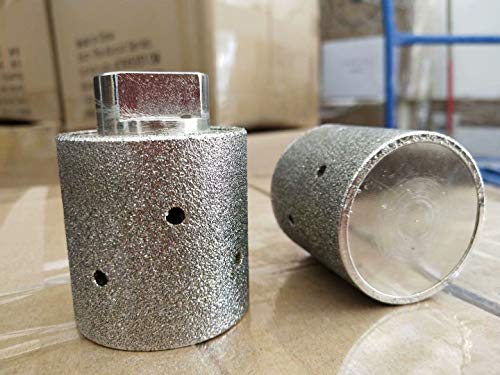 2" Diamond Vacuum Brazed Grinding Drum Wheels with 5/8-11 Thread for stone concrete granite marble countertop vanity top sink hole arc inner polishing work with angle grinder wet polisher sander