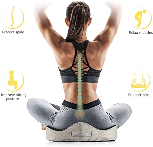 Carttiya Seat Cushion, Office Chair Cushions for Long Sitting, Non-Slip Extra Dense Wide Large Memory Foam Chair Pad for Tailbone, Coccyx, Sciatica, Back Pain Relief, Car & Chair Thick Pad for Hip