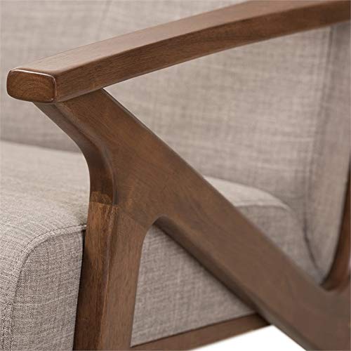 Baxton Studio Bianca Fabric Sofa in Light Gray and Walnut Brown