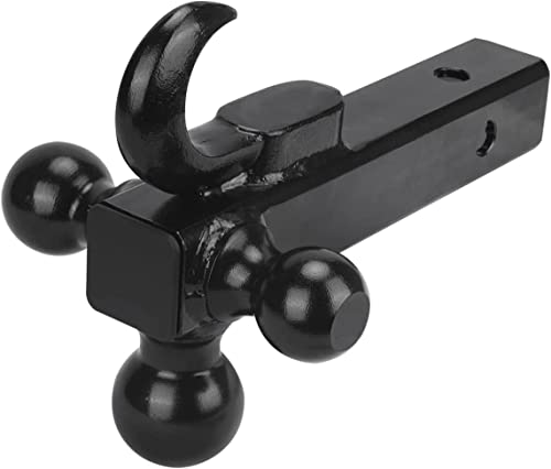 2" Tri Ball Trailer Hitch Mount with Tow Hook & Pin,Tri-Ball (1-7/8", 2", 2-5/16"),for Pickup Truck Tow Hitch Receiver