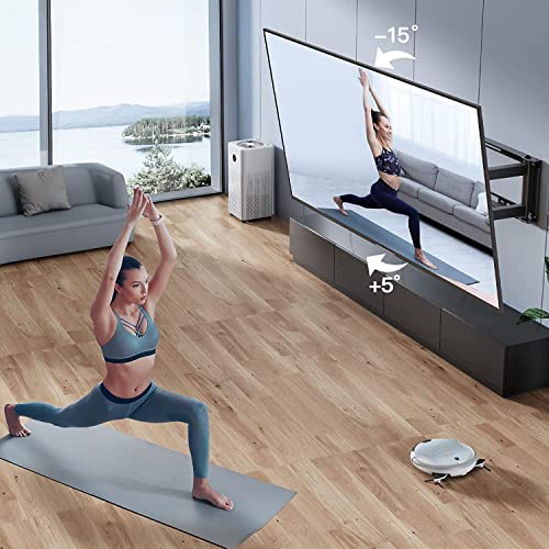 Full Motion TV Wall Mount for 37-75 inch OLED Flat/Curved TVs with VESA 600x400mm, Articulating Corner TV Bracket Swivel & Tilt, 27.36 inch Extension, Holds TVs up to 110lbs, 16" Wood Stud, PSXLF03