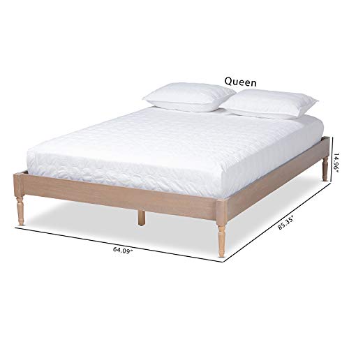 Baxton Studio Colette French Bohemian Antique Oak Finished Wood Full Size Platform Bed Frame