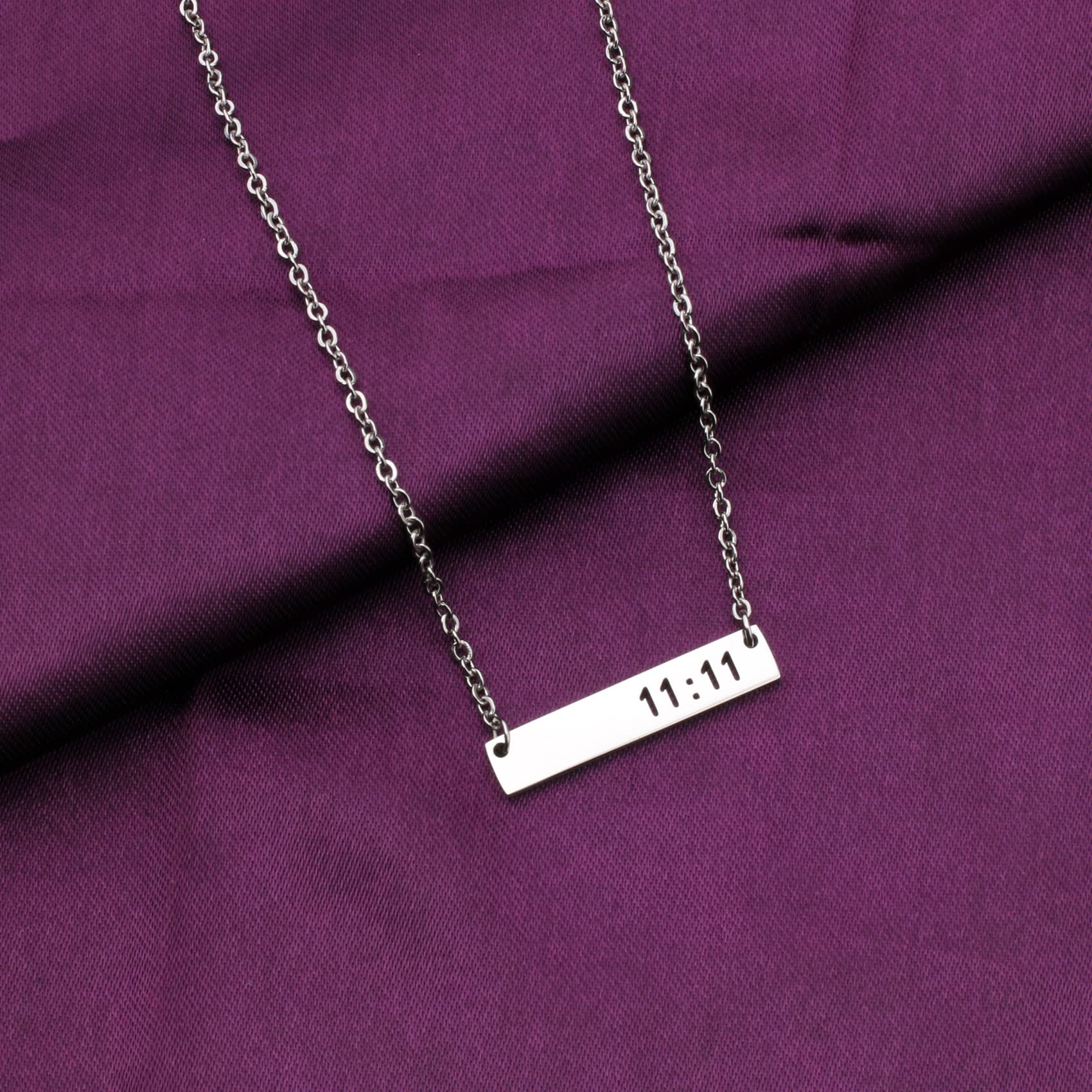 11 11 Angel Numbers Necklace Make A Wish Gift for Women Teen Girls(Silver)