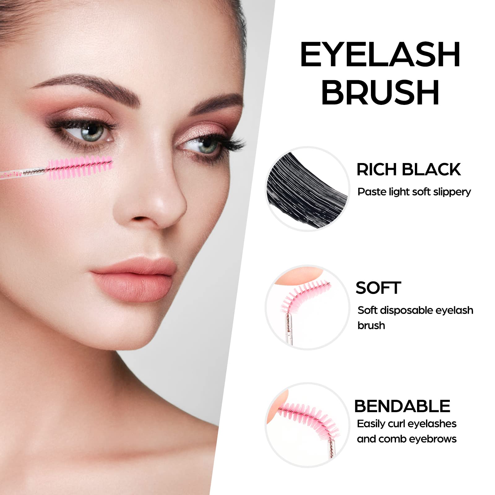 200 Disposable Lip Brush and Mascara Wand Spoolies Suitable for Lipstick and Eyelash Extensions and Eyebrow Brush (Type A)