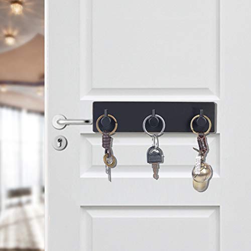 soclim Key Holder for Wall Self Adhesive Key Hook for Wall No Damage Key Rack for Wall with 3 Key Hooks for Keys and Masks, Key Hanger for Wall Entryway, Hallway - Matte Black Extra Thick