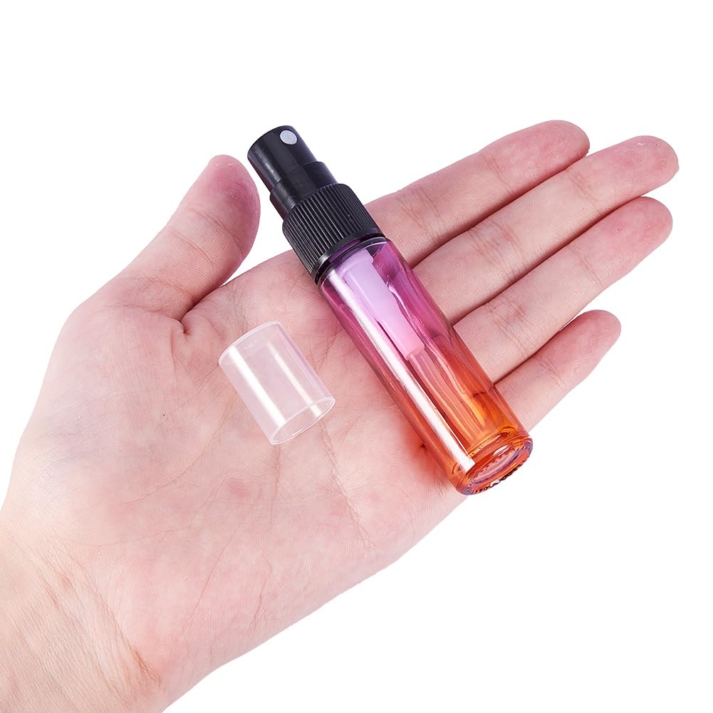 BENECREAT 9 Packs 10ml Rainbow Color Glass Spray Bottle Refillable Fine Mist Spray Bottle for Perfume Essential Oil