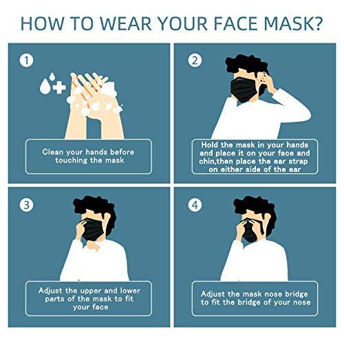 Black Disposable Face Masks, Individually Wrapped Black Face Masks for Women, Disposable Face Mask for Men, Breathable Comfortable Cool Dust Mask with Nose Wire Ear Loop for Adults Teen Girls Working Out, 3 Ply 50PCS