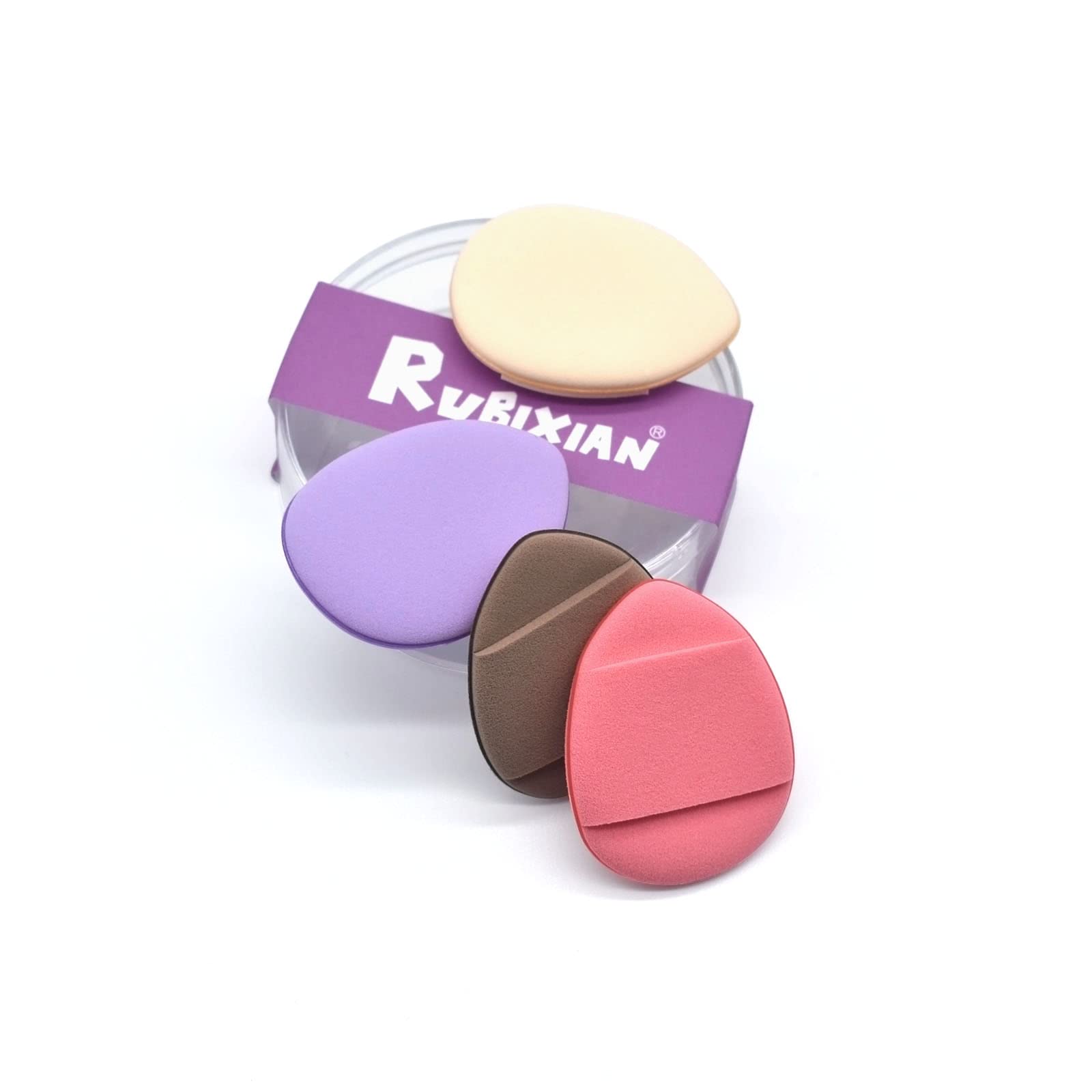 RUBIXIAN Finger Puff 4 Pcs Mini Triangle Makeup Puff for women Super Soft Beauty Makeup Tools Suitable for Loose and Body Powder (4 Color 1 Set)