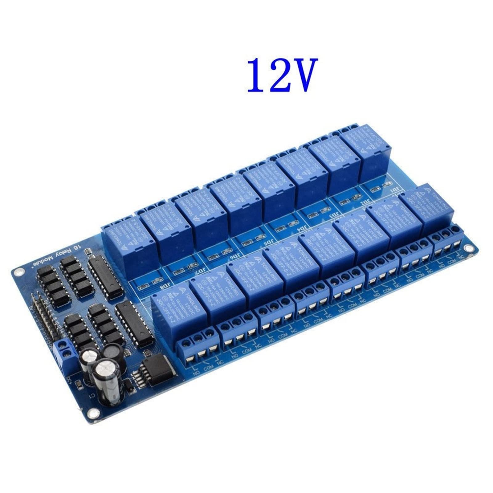 1PCS 5V 16 Channel Relay Module for ARM AVR DSP Electronic Relay Plate Belt Optocoupler Isolation (Color : 12V 16 Channel Relay)