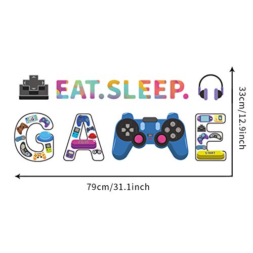 Gamer Wall Decals Controller Video Games Wall Stickers for Boy Bedroom Kids Room Playroom Nursery Home Decoration (Game)