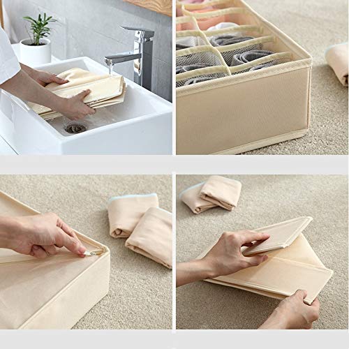 Bras socks drawer organizer, washable lingerie storage box,closet underwear organizer. (Pink, 7 Grids)