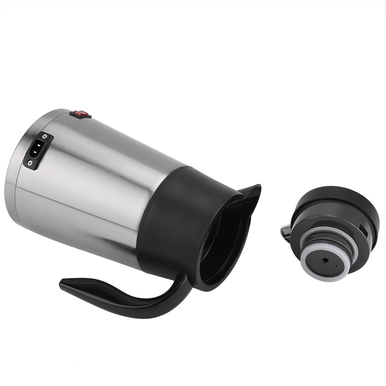 12V/24V 1300ml Stainless Steel Car Truck Travel Electric Kettle Pot with Heating Function for Long Drive, Safe to Drink, Good Insulation (12V car)