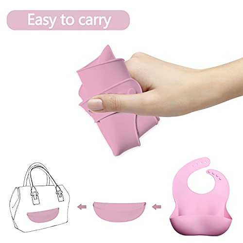 GODR7OY Silicone Baby Bib, BPA Free Waterproof Bibs, Adjustable 3PCS (Girls)