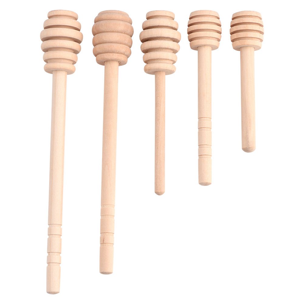 30pcs Wooden Mini Jam Honey Dipper Jar Dispensing Collecting Stirring Rod Stick (10cm)