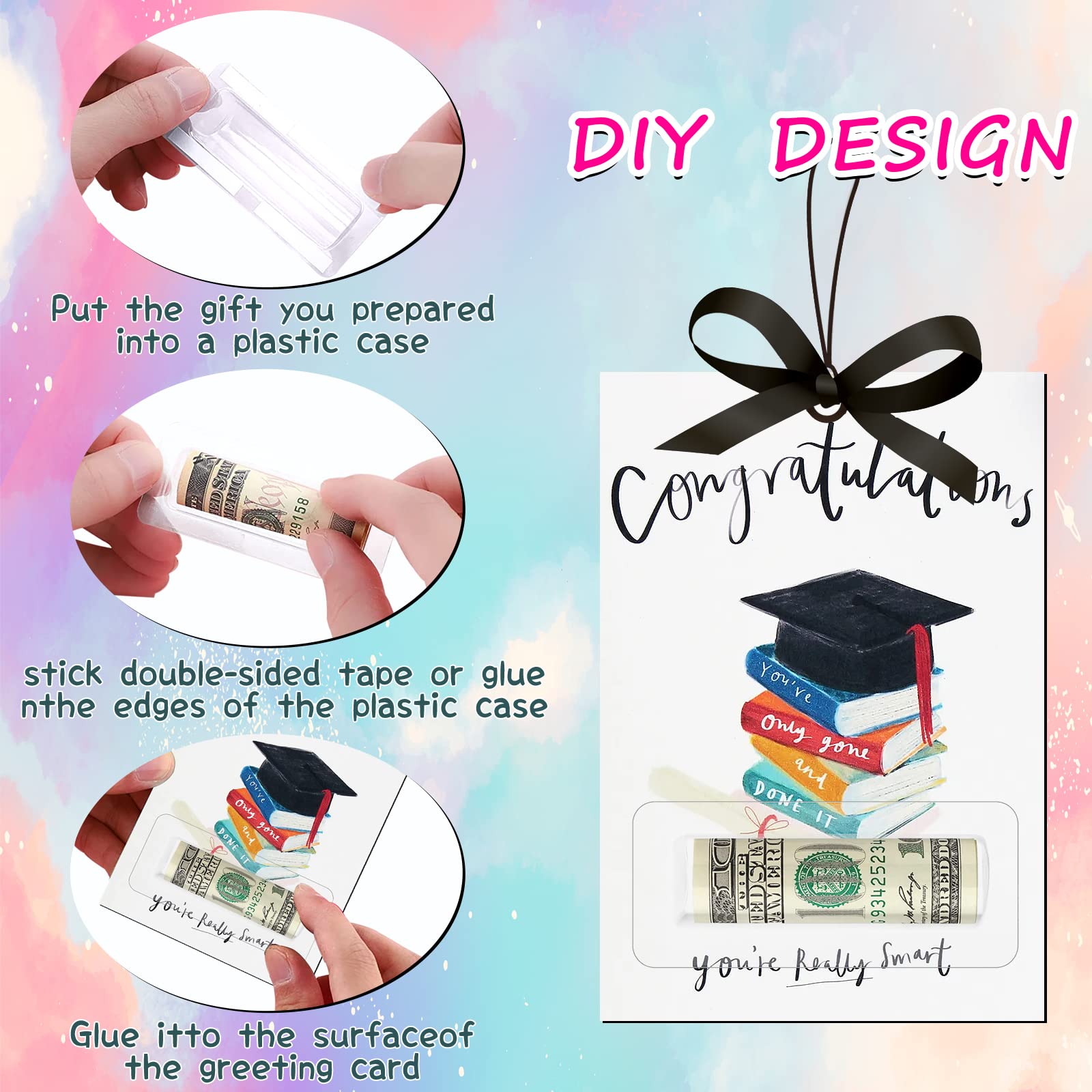 60 Pcs Lip Balm Pouches Plastic Money HolderClear Lipstick Holder Clear Plastic Domes for Gift Card DIY Crafts with Double Side Tape