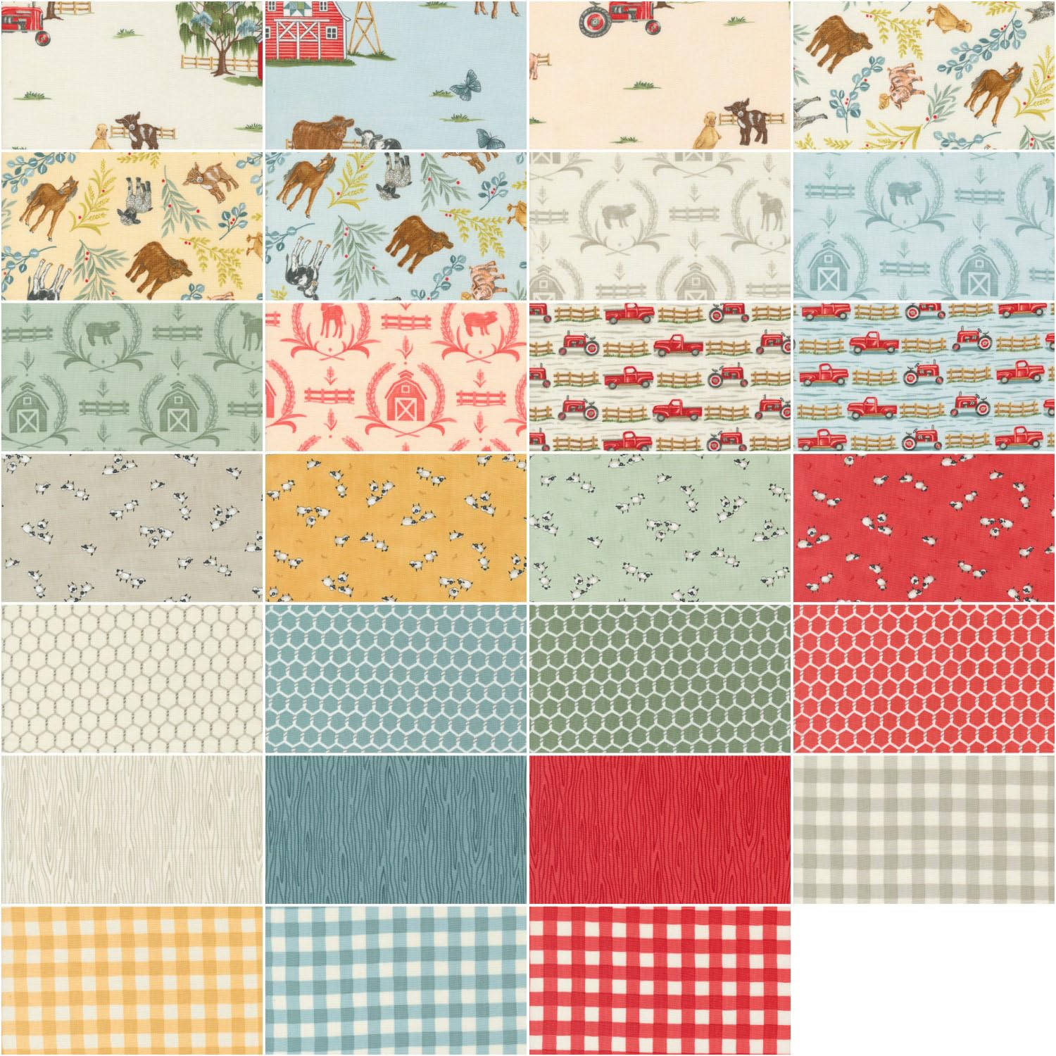 Willow's Farm Charm Pack by Deb Strain; 42-5" Precut Fabric Quilt Squares