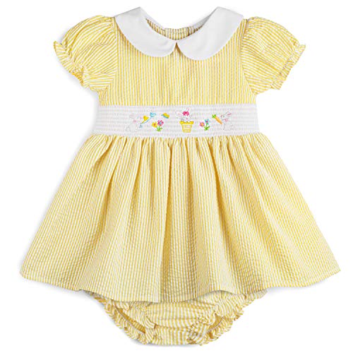 Good Lad Infant Girls Yellow Seersucker Smocked Easter Dress with Panty (24 Months)