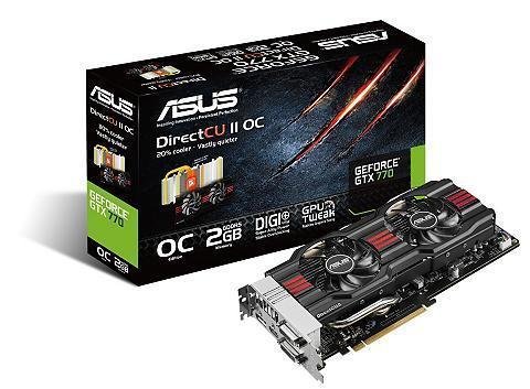 ASUS GTX770-DC2OC-2GD5 GeForce GTX770 2GB GDDR5 256-bit, DVI-I/DVI-D/ HDMI/DP PCI-Express 3.0 SLI ready Graphic Card OC-selected 1110MHz core