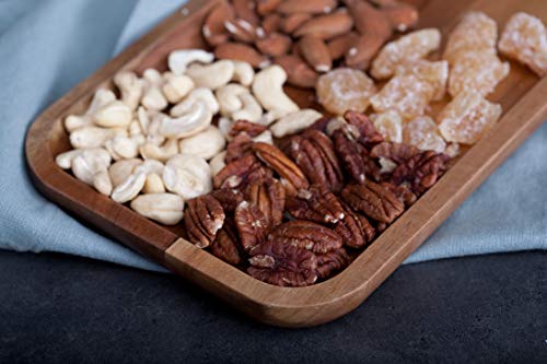 Dstuff Wood Serving Platter Tray Plate, Bathroom Vanity Tray, Wooden Steak Plates, Set of 1 Small Wood Tray + 30 Paddle Picks, Solid Natural Rectangular Acacia Board for Food Party Cheese Appetizer,
