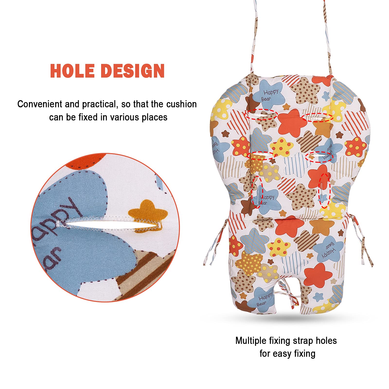 Lomgwumy High Chair Pad,high Chair Cover/seat Cushion, Light and Breathable, Soft and Comfortable, Cute Pattern, Suitable for Most High Chairs, Baby Dining Chairs (Color Stars Pattern)