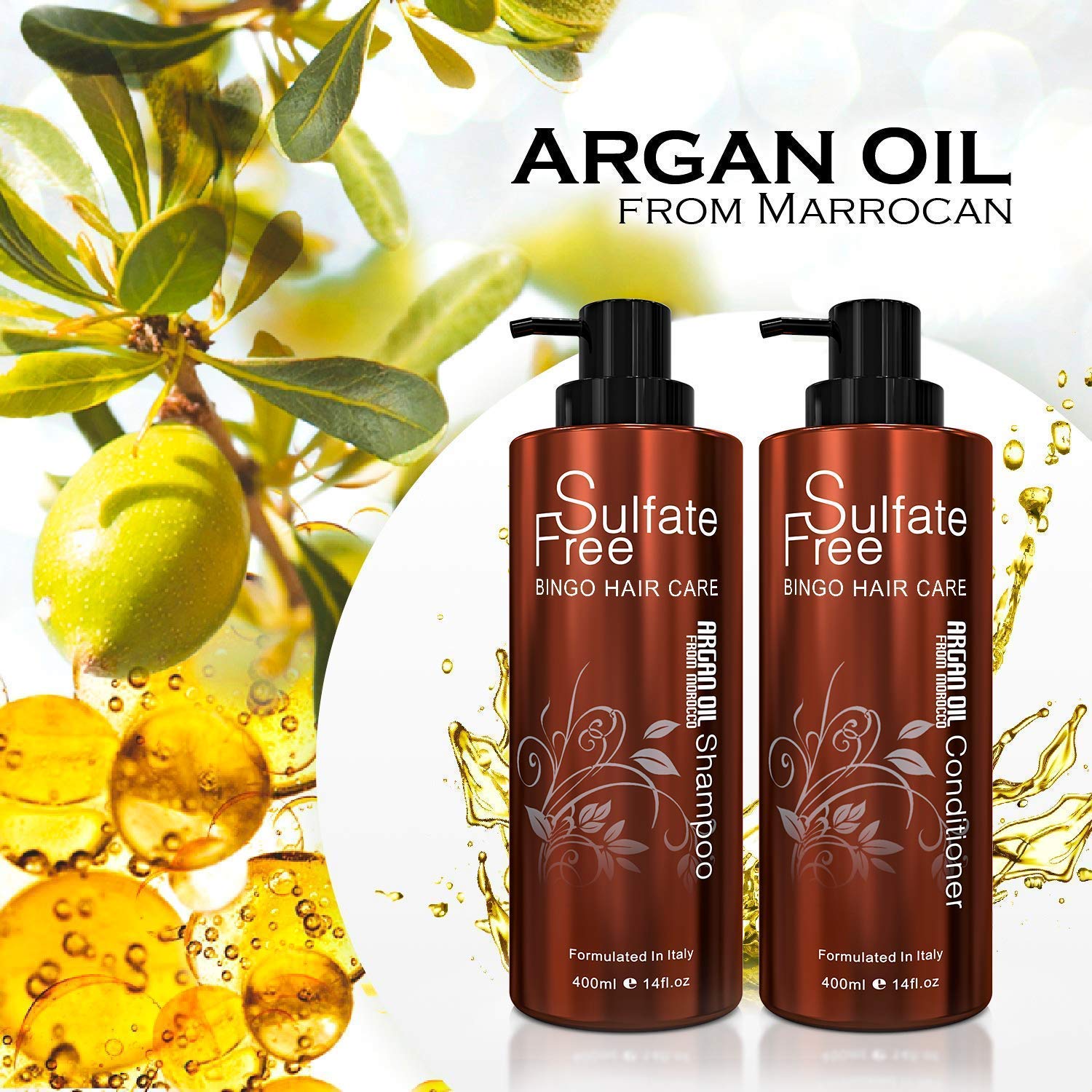 BINGO HAIR CARE Moroccan Argan Oil Shampoo and Conditioner Set