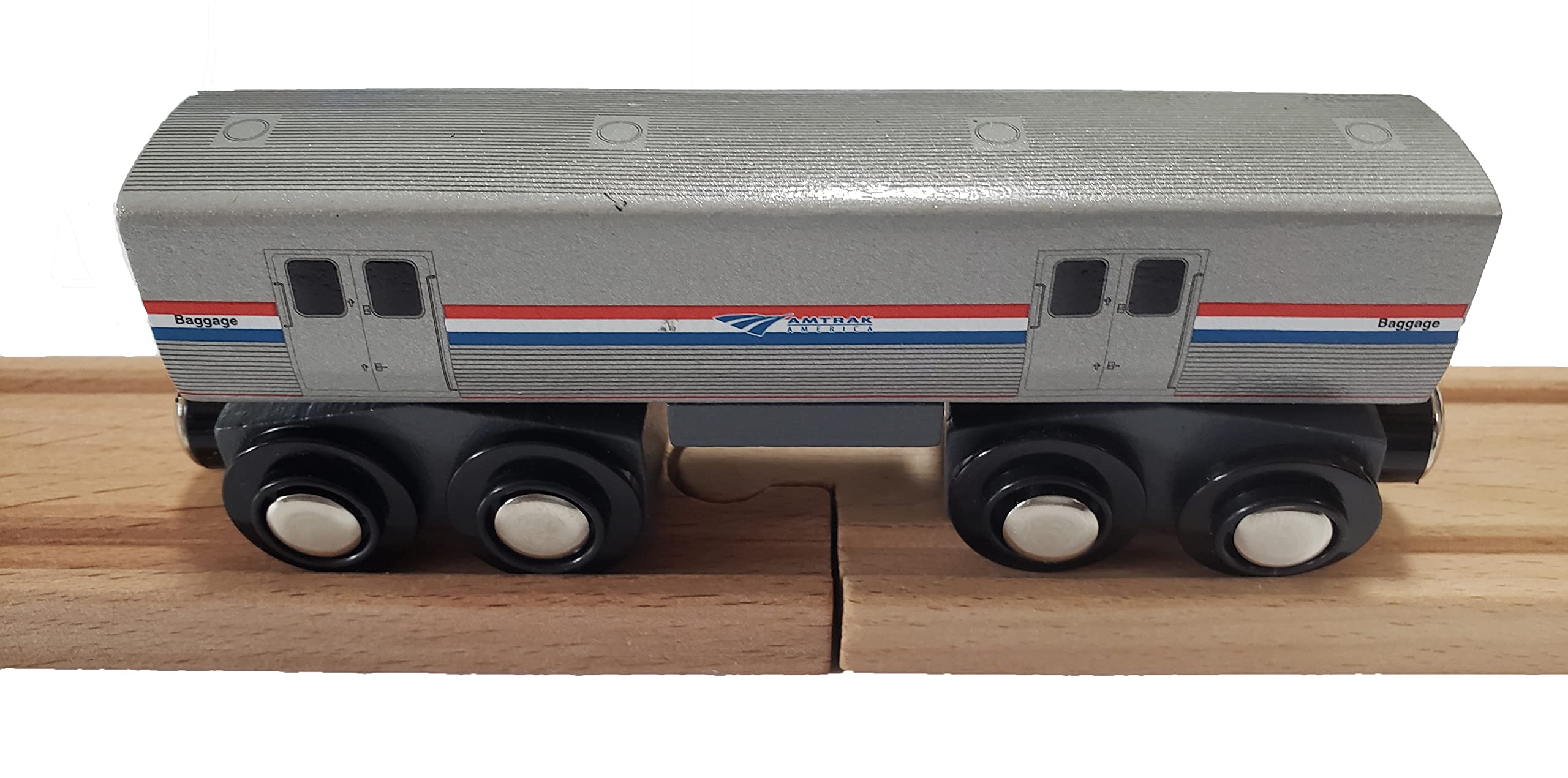 Amtrak Wooden Train Viewliner Baggage Car 5 inch Compatible with Other Railroads