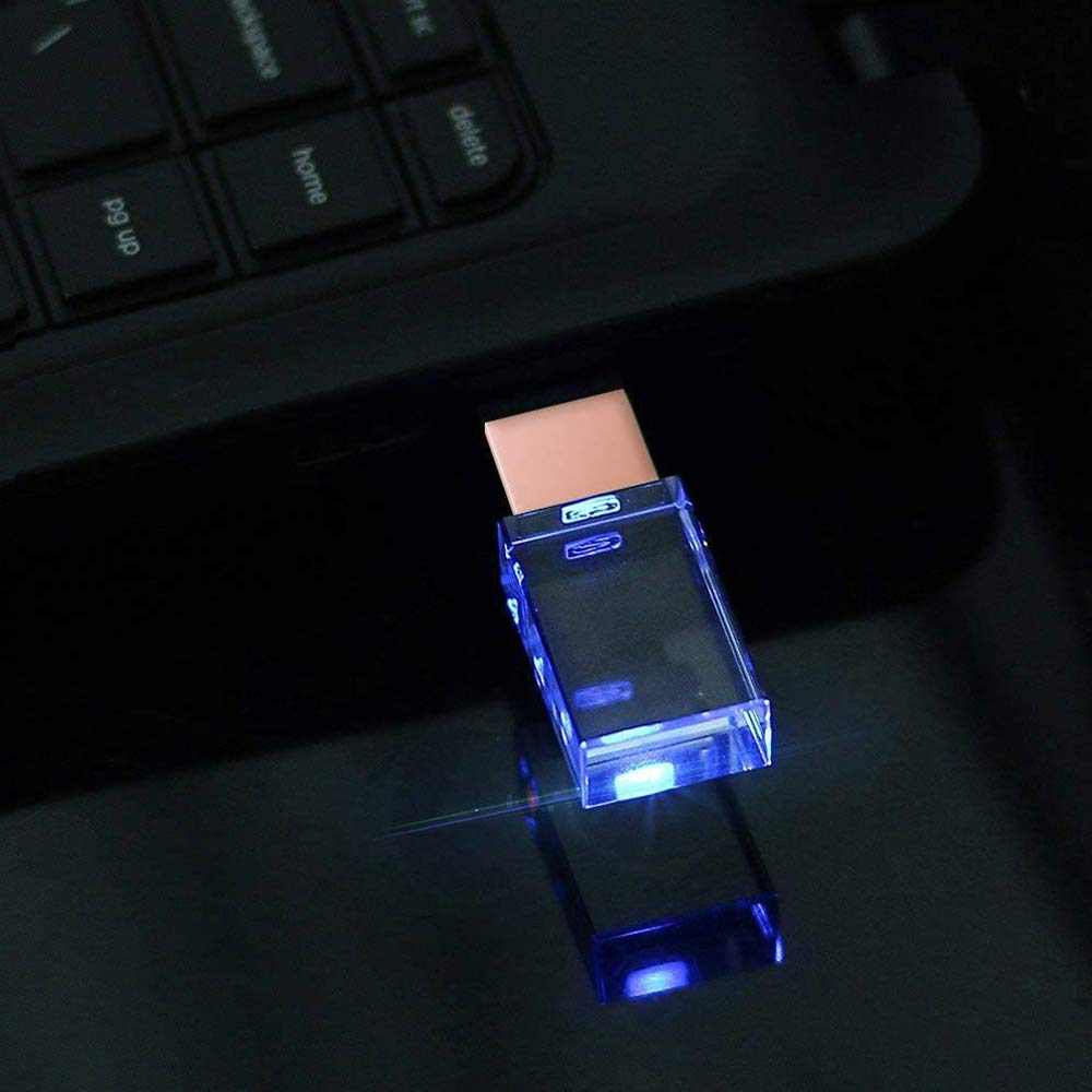 16GB USB 2.0 Flash Drive,Glass Crystal Shape LED Light Pen Drive Memory Stick Thumb Drive Waterproof Pendrive Flash Disk for Gifts for Girl Boy Adults Kids(Rose Gold)